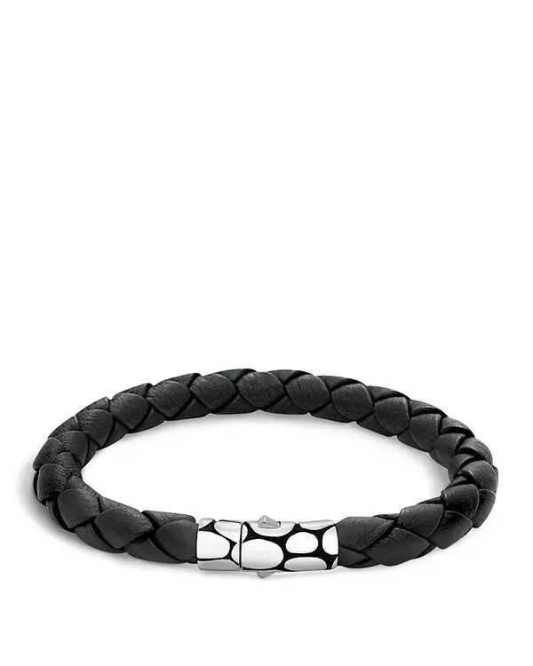 John Hardy Kali Silver Woven Leather Bracelet - Black