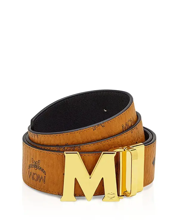 Mcm Claus Reversible Belt - Cognac
