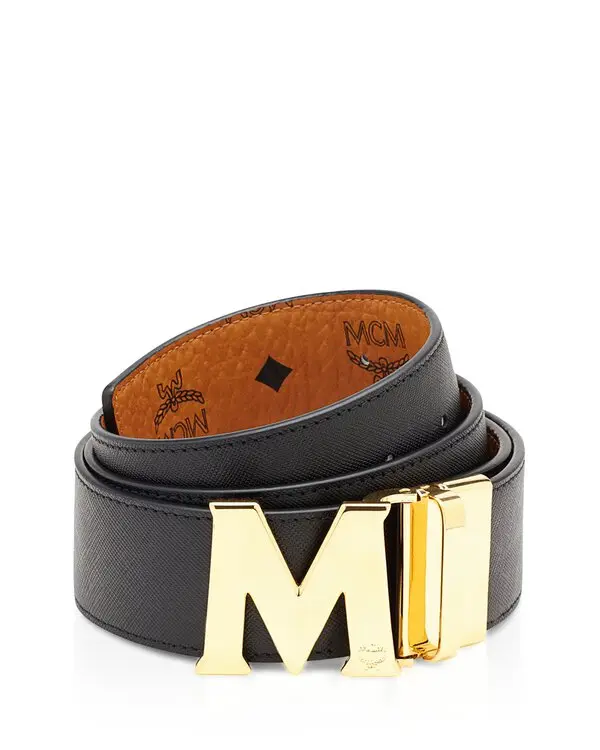 Mcm Claus Reversible Belt - Cognac