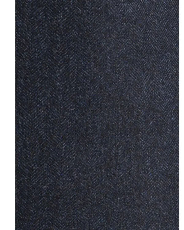 NORWEGIAN WOOL Down Filled Wool & Cashmere Herringbone Car Coat - British Blue Herringbone