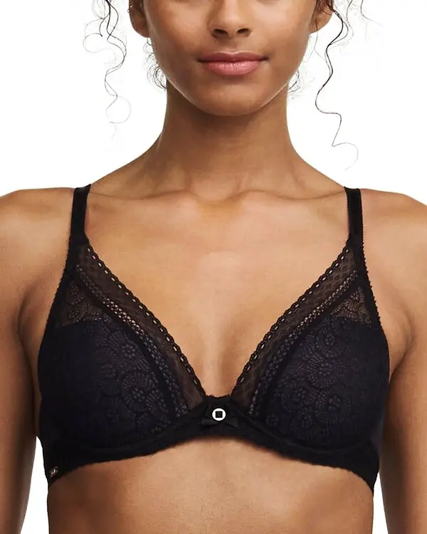 Chantelle Festivite Lace Plunge Contour Bra - Black