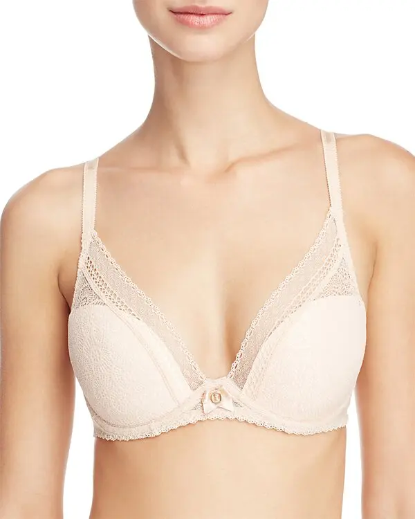Chantelle Festivite Lace Plunge Contour Bra - Nude Blush
