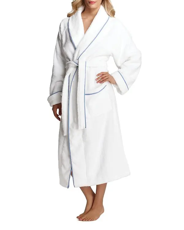 MATOUK Cairo Robe - White/azure Blue