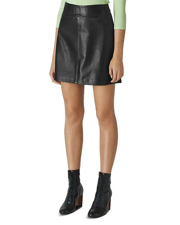 Whistles Leather Mini Skirt - Black