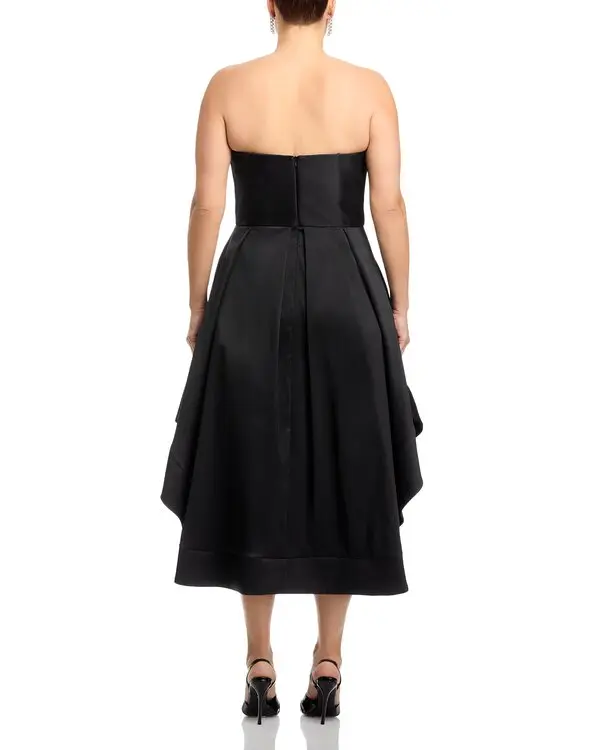Aqua Mikado Strapless Midi Gown