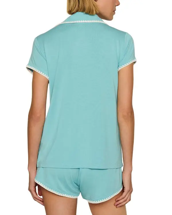 Eberjey Frida Whipstitch Pajama Set - Blue Lagoon/ivory