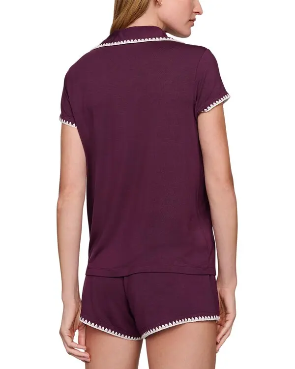 Eberjey Frida Whipstitch Short Pajama Set - Plum/ivory