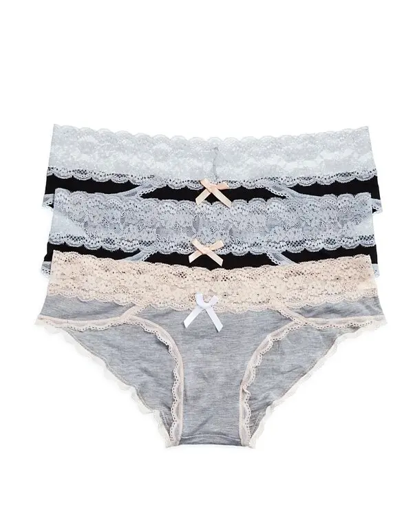 Honeydew Intimates Ahna Hipsters, Set Of 3 - Black/silver/heather Gray Seashell