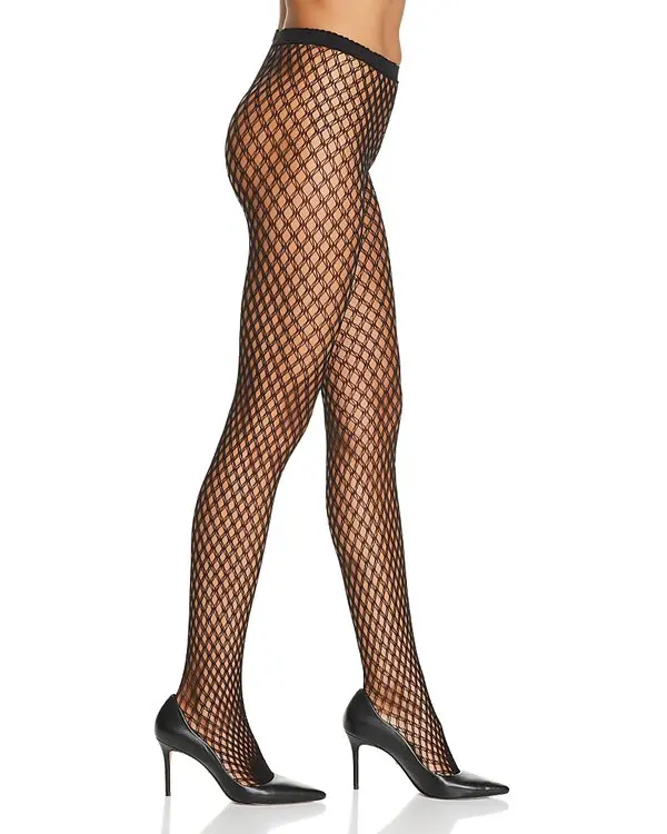 Natori Double Weave Fishnet Tights - Black