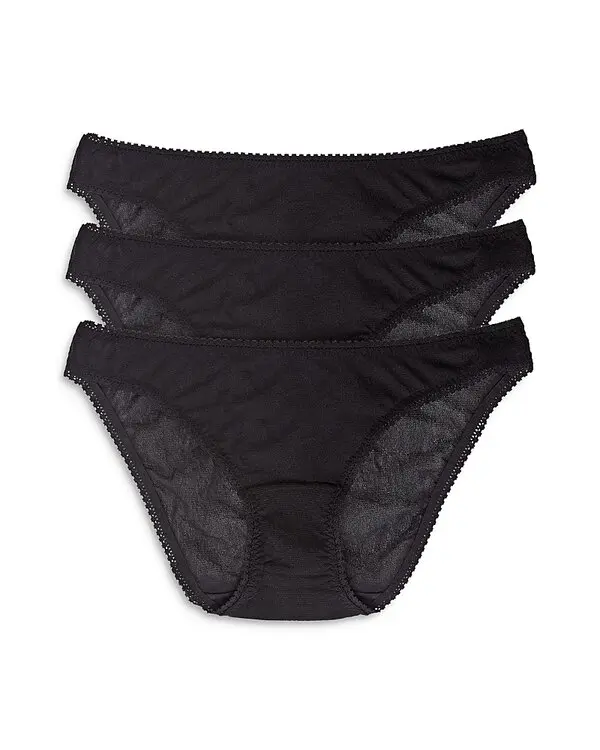 ON GOSSAMER Mesh Hip Bikinis, Set Of 3 - Black