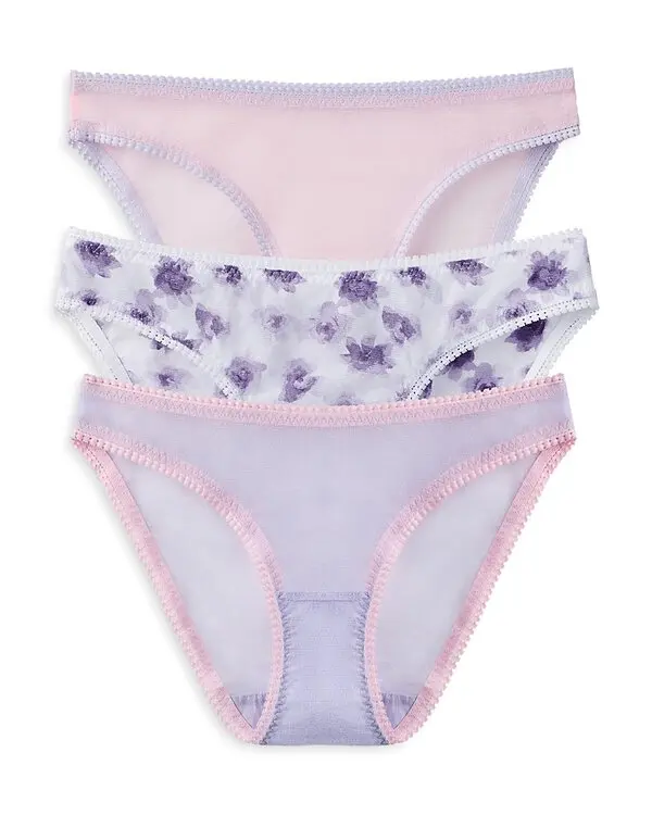 ON GOSSAMER Mesh Hip Bikinis, Set Of 3 - Sweet Lilac/ Ballet Pink/ Ethereal Flora