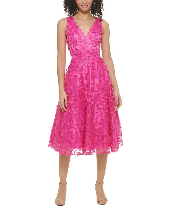Eliza J Fit And Flare Dress Fuchsia 50% Off Editorialist