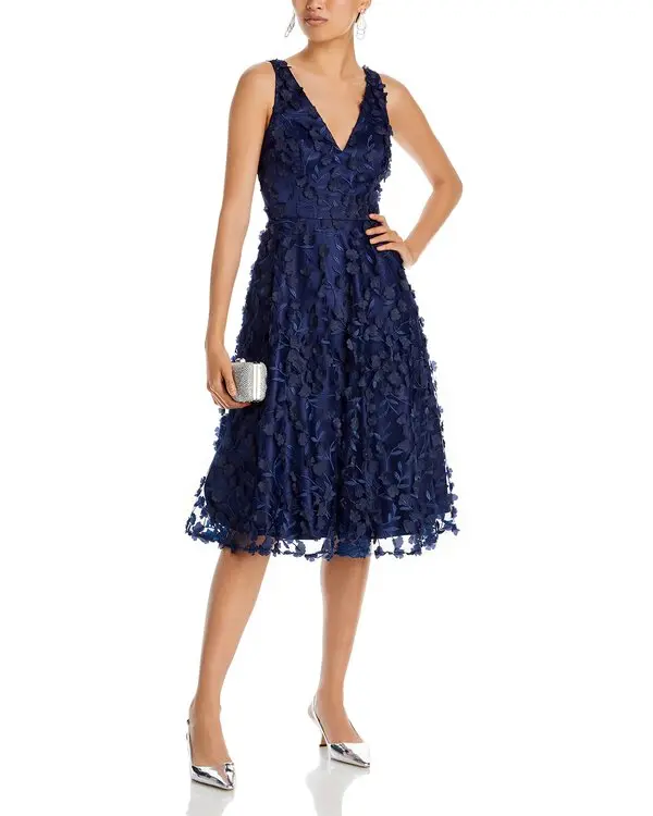 slim fit dress slacks Karen Kane Three Quarter Sleeve Jersey Dress - Navy