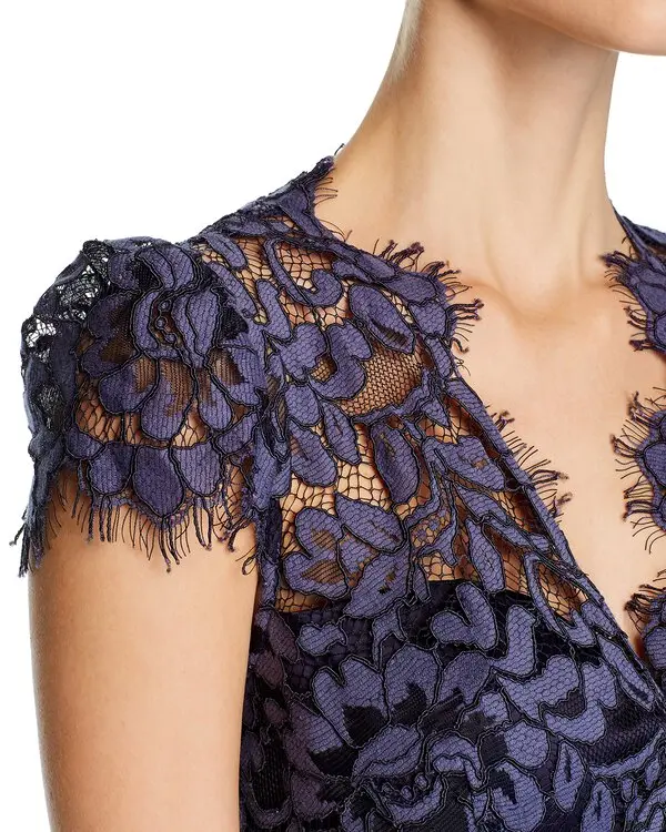 Eliza J Scalloped-edge Lace Gown - Navy
