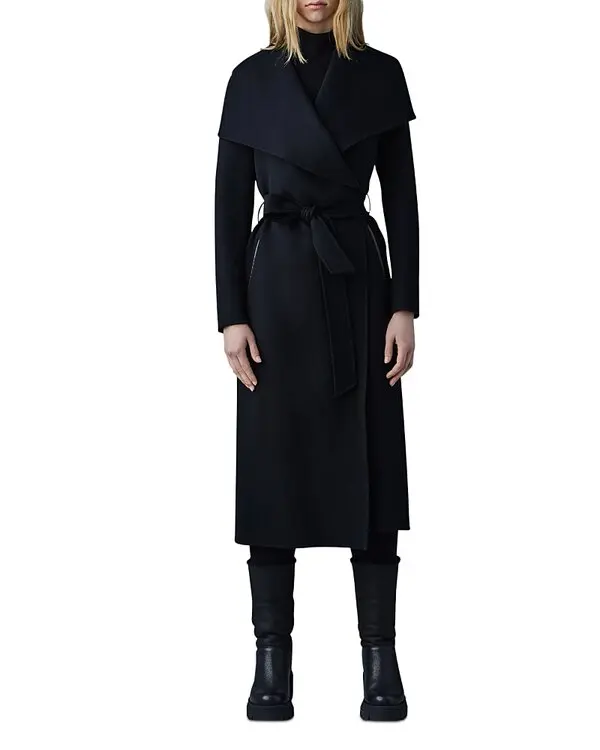 Mackage Mai Lightweight Wool Wrap Coat - Black