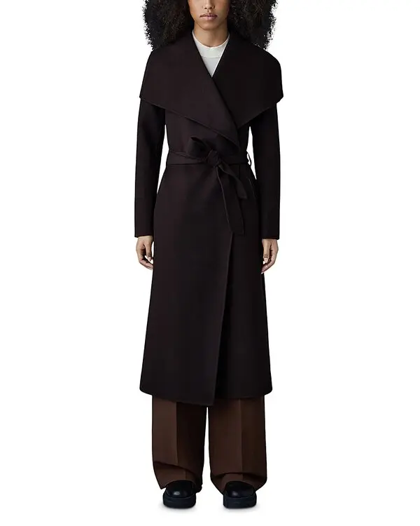 Mackage Mai Lightweight Wool Wrap Coat - Coffee