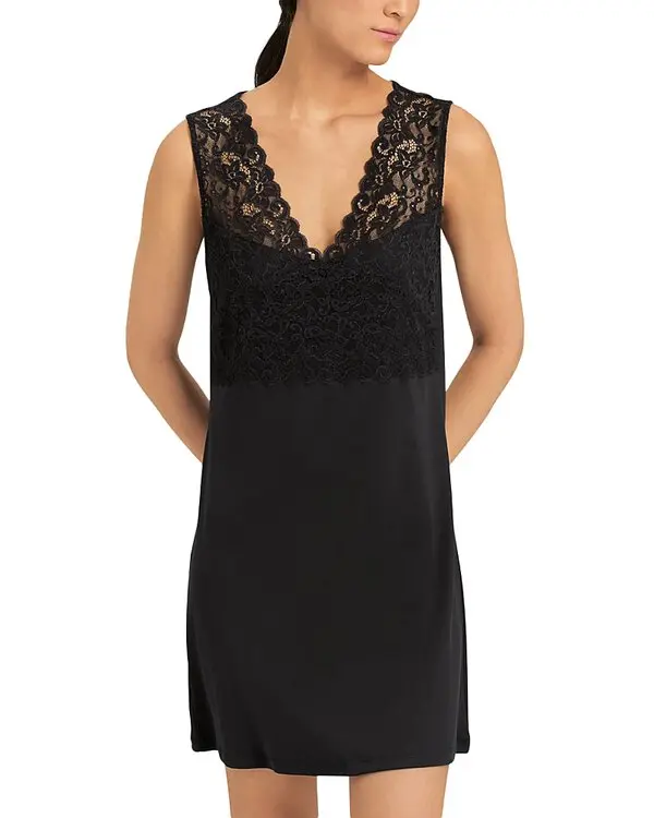 Hanro Moments Lace Tank Gown - Black