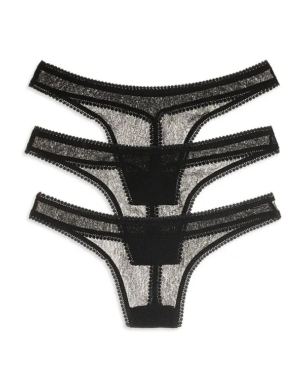 ON GOSSAMER Hip G Thongs, Set Of 3 - Black
