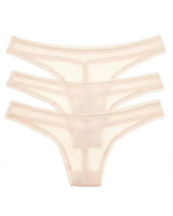 ON GOSSAMER Hip G Thongs, Set Of 3 - Champagne