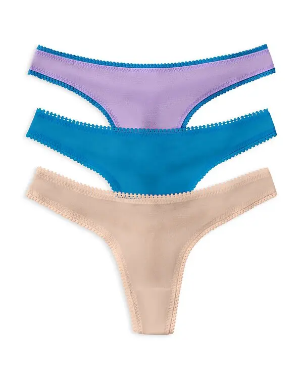 ON GOSSAMER Hip G Thongs, Set Of 3 - Champagne/shifting Tide/twilight Blue