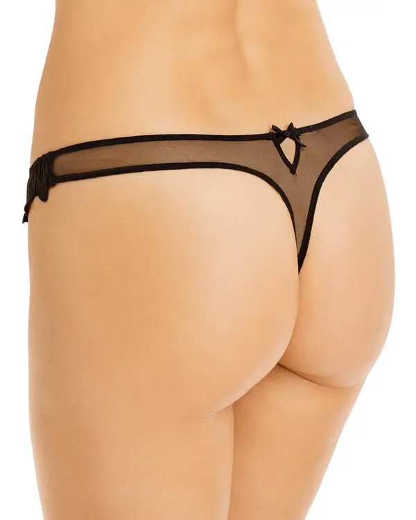 FLEUR DU MAL Lily Embroidered Hipster Thong - Black