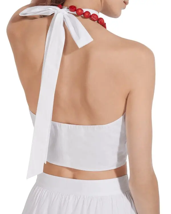 Staud Kai Twist Crop Top - White