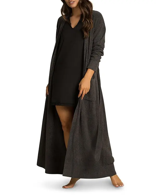 Barefoot Dreams Cozychic Lite Ribbed Long Robe - Carbon