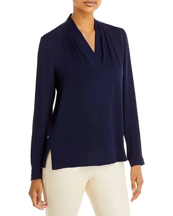 Kobi Halperin Nellie Silk-blend Pleated Blouse - Midnight Blue