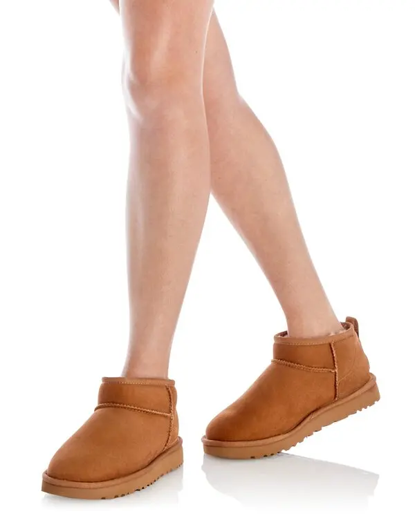 UGG Classic Ultra Mini Shearling Booties - Chestnut