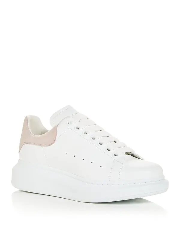 Alexander McQueen Oversized Suede Heel Detail Sneakers - White/pastel