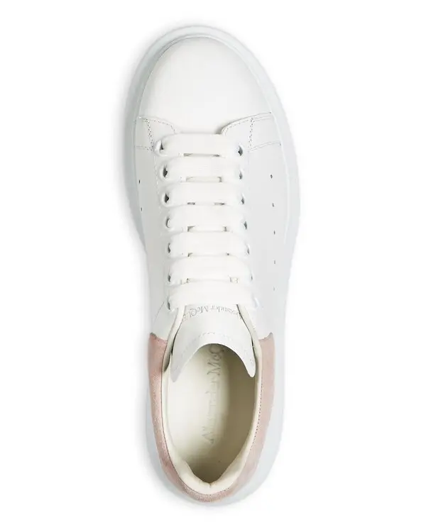 Alexander McQueen Oversized Suede Heel Detail Sneakers - White/pastel
