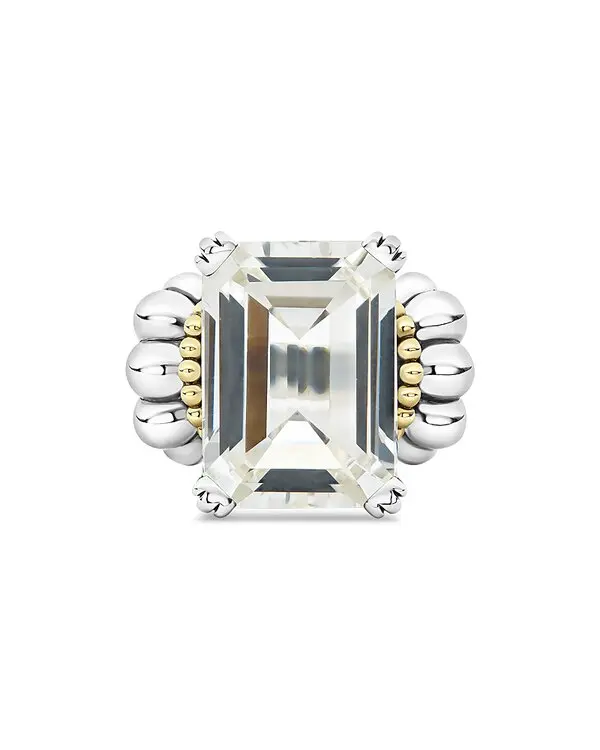 Lagos Sterling & 18k Yellow Gold Glacier White Topaz Ring - Silver