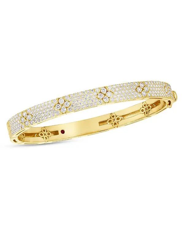 Roberto Coin 18k Love In Verona Diamond Flower Bangle Bracelet - Yellow Gold