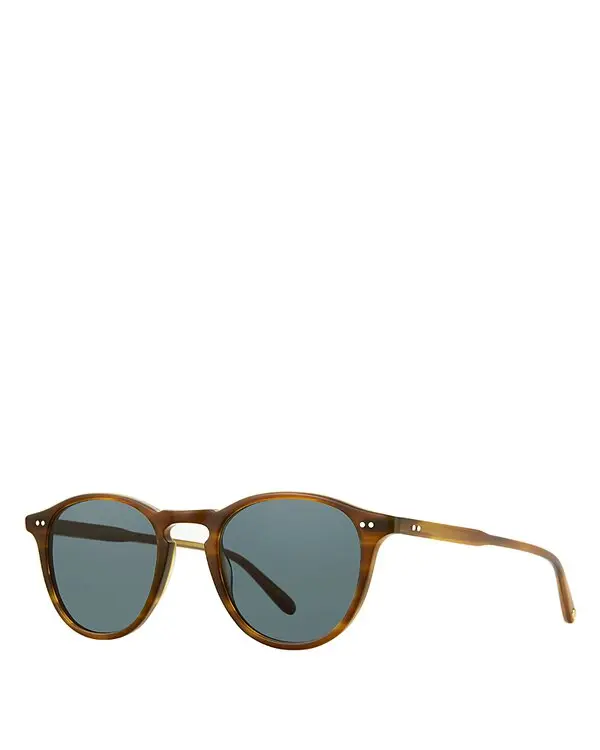 Garrett Leight Round Sunglasses, 46mm - Matte Saddle Tortoise/semi-flat Bluesmok