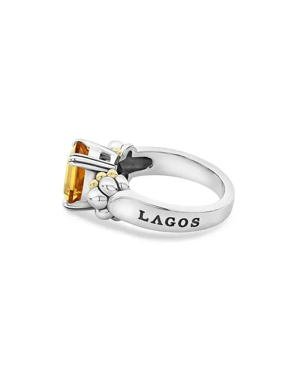 Lagos Sterling Silver & 18k Yellow Gold Citrine Ring - Orange/silver