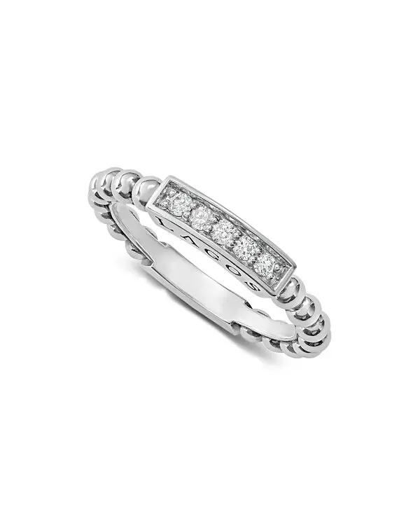 Lagos Sterling Silver Caviar Spark Diamond Stacking Ring - White/silver