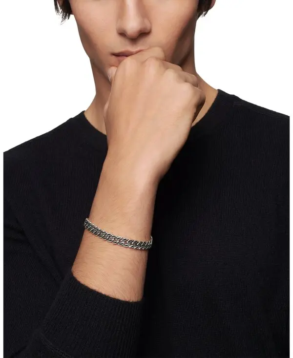 David Yurman Curb Chain Bracelet With Black Diamonds