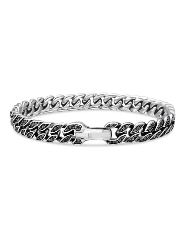 David Yurman Curb Chain Bracelet With Black Diamonds