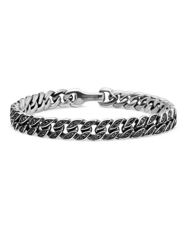 David Yurman Curb Chain Bracelet With Black Diamonds