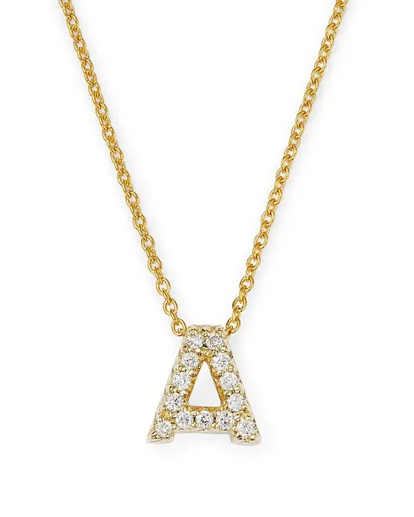 Roberto Coin 18k Yellow Gold And Diamond Initial Pendant Necklace - A