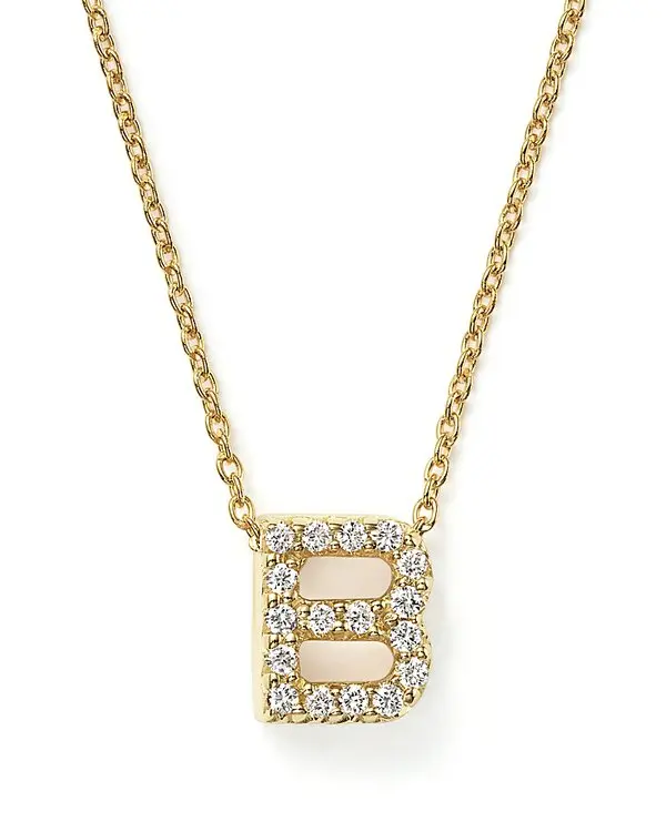 Roberto Coin 18k Yellow Gold And Diamond Initial Pendant Necklace - B