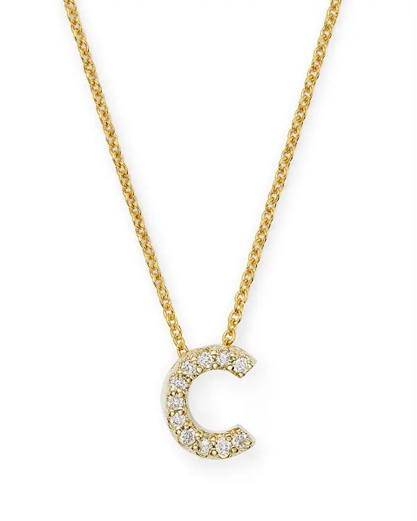 Roberto Coin 18k Yellow Gold And Diamond Initial Pendant Necklace - C
