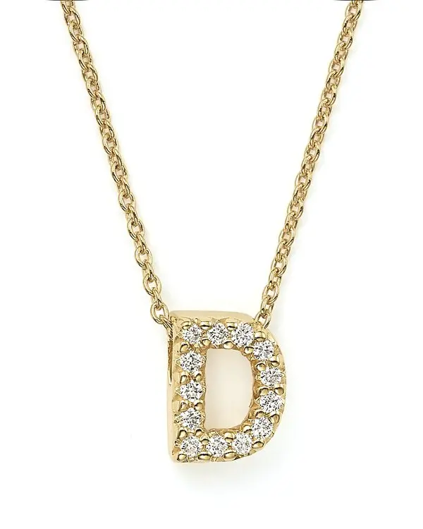 Roberto Coin 18k Yellow Gold And Diamond Initial Pendant Necklace - D