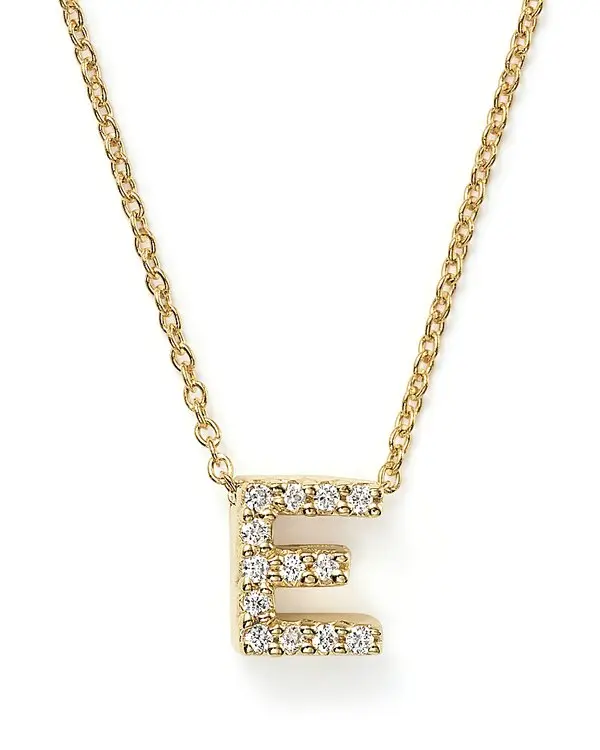 Roberto Coin 18k Yellow Gold And Diamond Initial Pendant Necklace - E