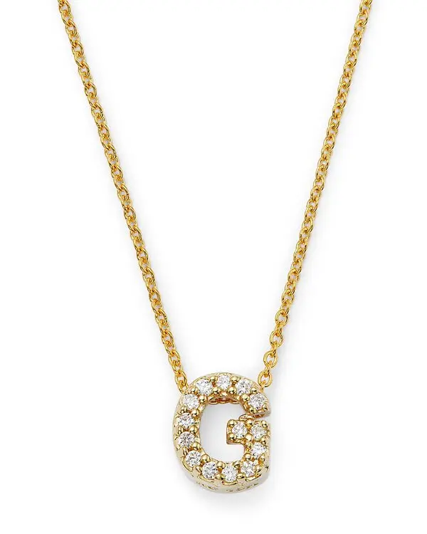 Roberto Coin 18k Yellow Gold And Diamond Initial Pendant Necklace - G