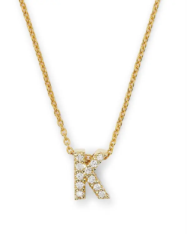 Roberto Coin 18k Yellow Gold And Diamond Initial Pendant Necklace - K