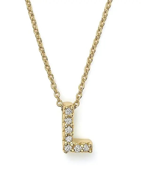 Roberto Coin 18k Yellow Gold And Diamond Initial Pendant Necklace - L