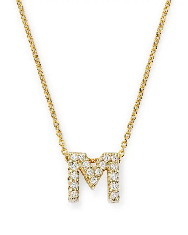 Roberto Coin 18k Yellow Gold And Diamond Initial Pendant Necklace - M