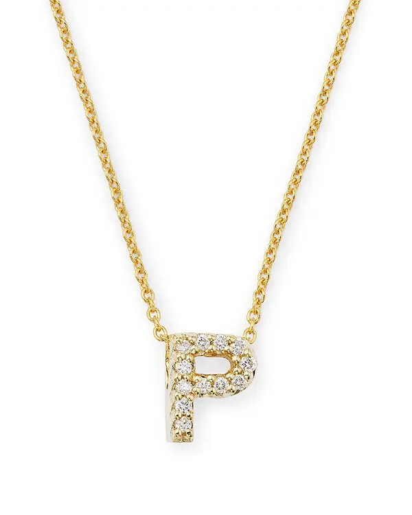 Roberto Coin 18k Yellow Gold And Diamond Initial Pendant Necklace - P