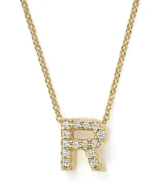 Roberto Coin 18k Yellow Gold And Diamond Initial Pendant Necklace - R